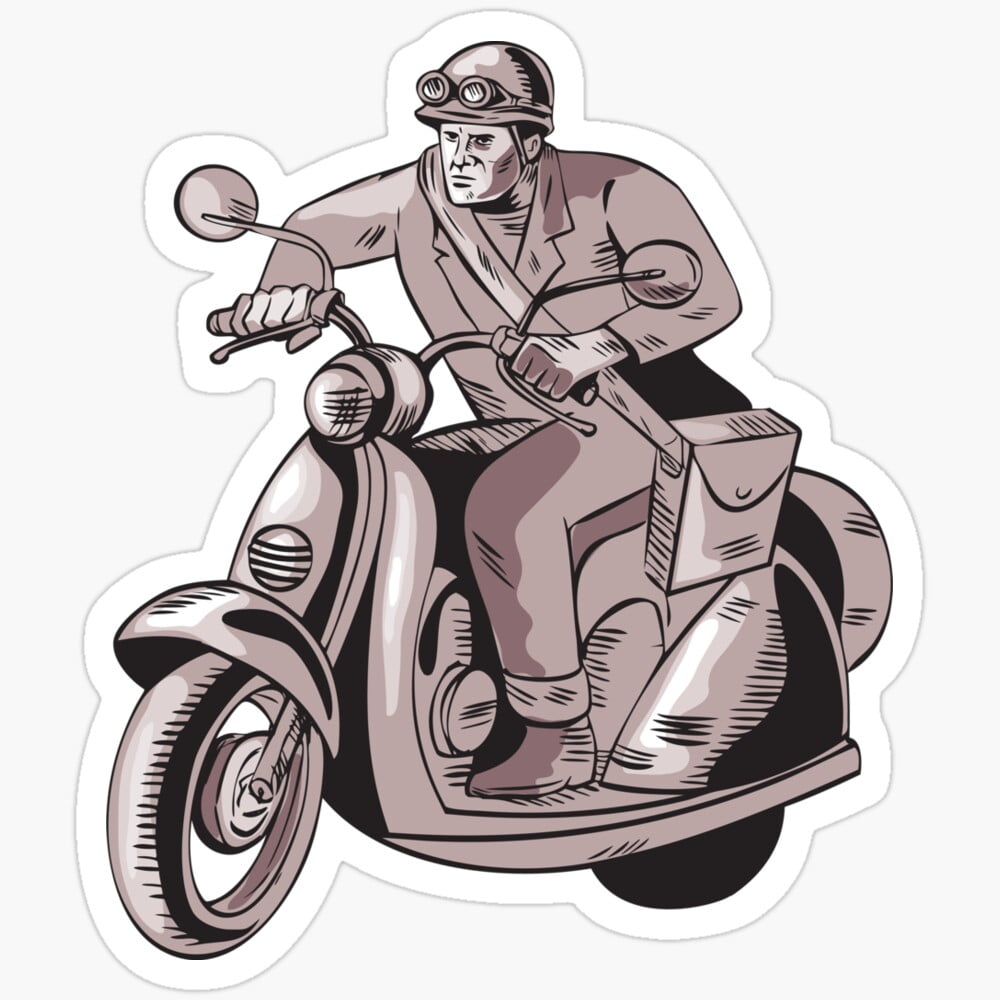 DOPASTICKER Messenger Riding Scooter Sticker Phone Decal Water Bottle ...