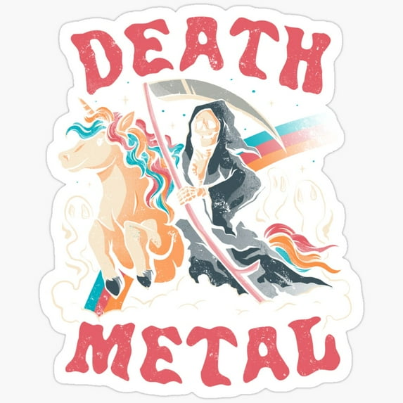 DOPASTICKER Metal - Cute Evil Skull Unicorn Gift Glossy Decorative ...