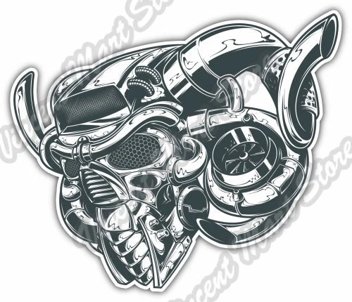 DOPASTICKER Metal Turbo Demon Engine Robot Head Racing Car Sticker ...