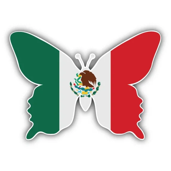 DOPASTICKER Mexico Flag Butterfly Car Sticker Phone Decal Water Bottle ...
