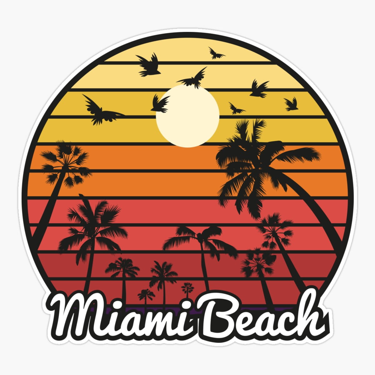 DOPASTICKER Miami Beach Sunset Sticker, Phone Sticker Car Stickers ...