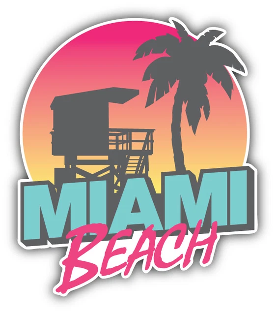 DOPASTICKER Miami Beach Usa Car Sticker Phone Decal Water Bottle ...