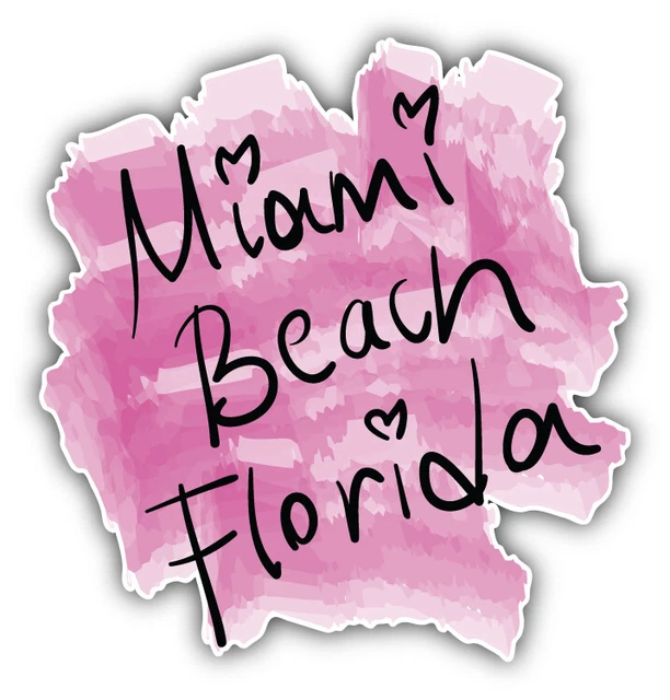 DOPASTICKER Miami Beach Usa Watercolor Label Car Sticker Phone Decal ...
