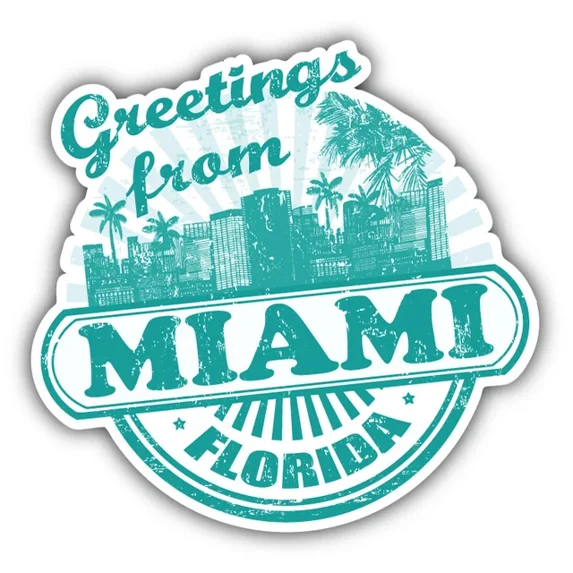 DOPASTICKER Miami City Usa Grunge Greeting Car Sticker Phone Decal ...