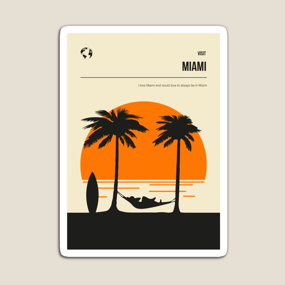 DOPASTICKER Miami Florida Summer Beach Surfing Travel Poster Decorative ...