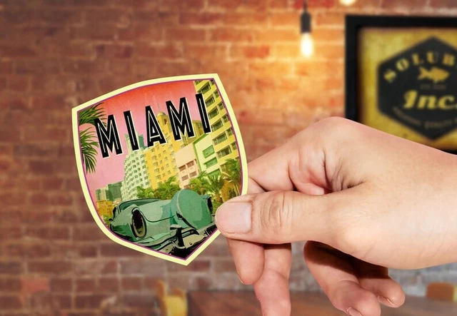 DOPASTICKER Miami Florida Travel Sticker, Vintage Style Decal For ...