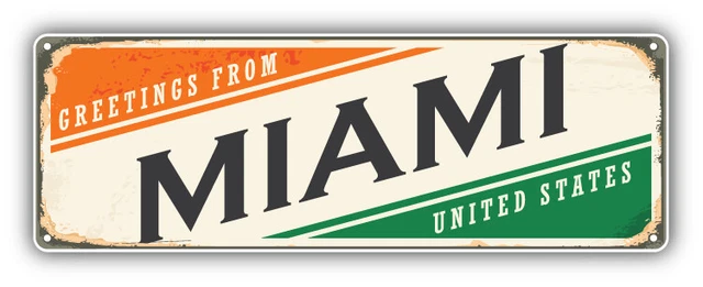 DOPASTICKER Miami Retro Travel Tin Sign Car Sticker Phone Decal Water ...