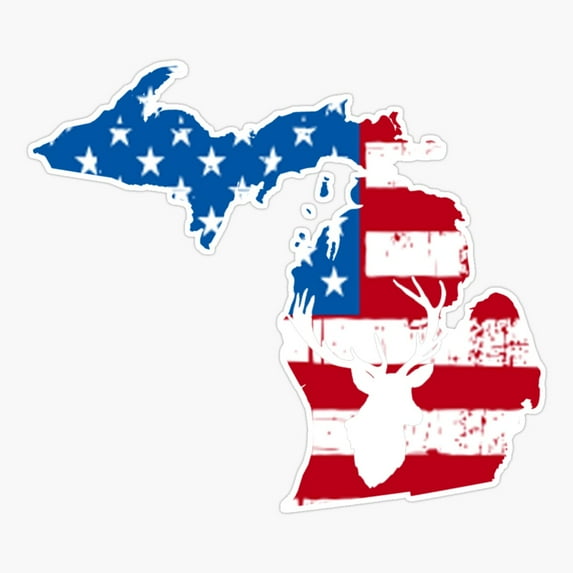 DOPASTICKER Michigan American Lag Deer Hunting Sticker, Phone Sticker ...