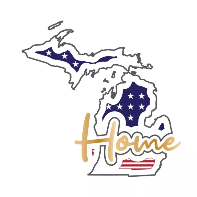 DOPASTICKER Michigan Sticker Home America Flag Red White Blue United ...