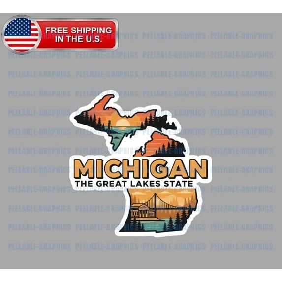 DOPASTICKER Michigan Sticker Souvenir Travel Sticker Phone Sticker ...
