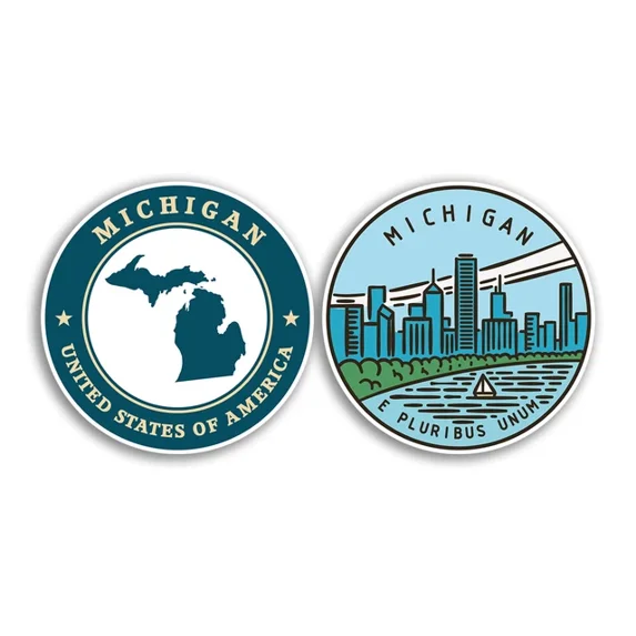 DOPASTICKER Michigan Stickers - Usa States America Travel Gift ...