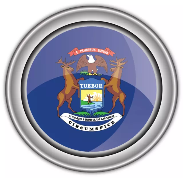 DOPASTICKER Michigan Usa State Flag Silver Badge Car Sticker Phone ...