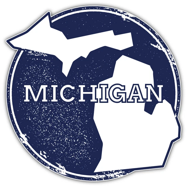 DOPASTICKER Michigan Usa State Grunge Map Car Sticker Phone Water ...