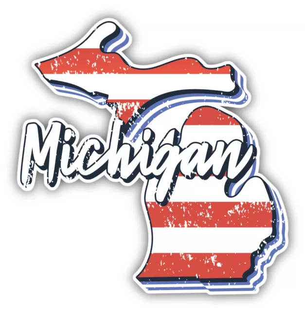 DOPASTICKER Michigan Usa State Map Flag Sticker Phone Decal Water ...