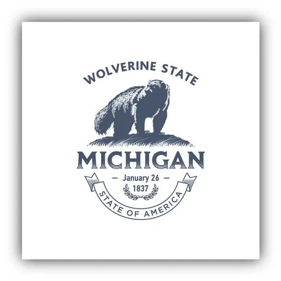 DOPASTICKER Michigan Usa State Vintage Sticker Car Phone Decal Water ...