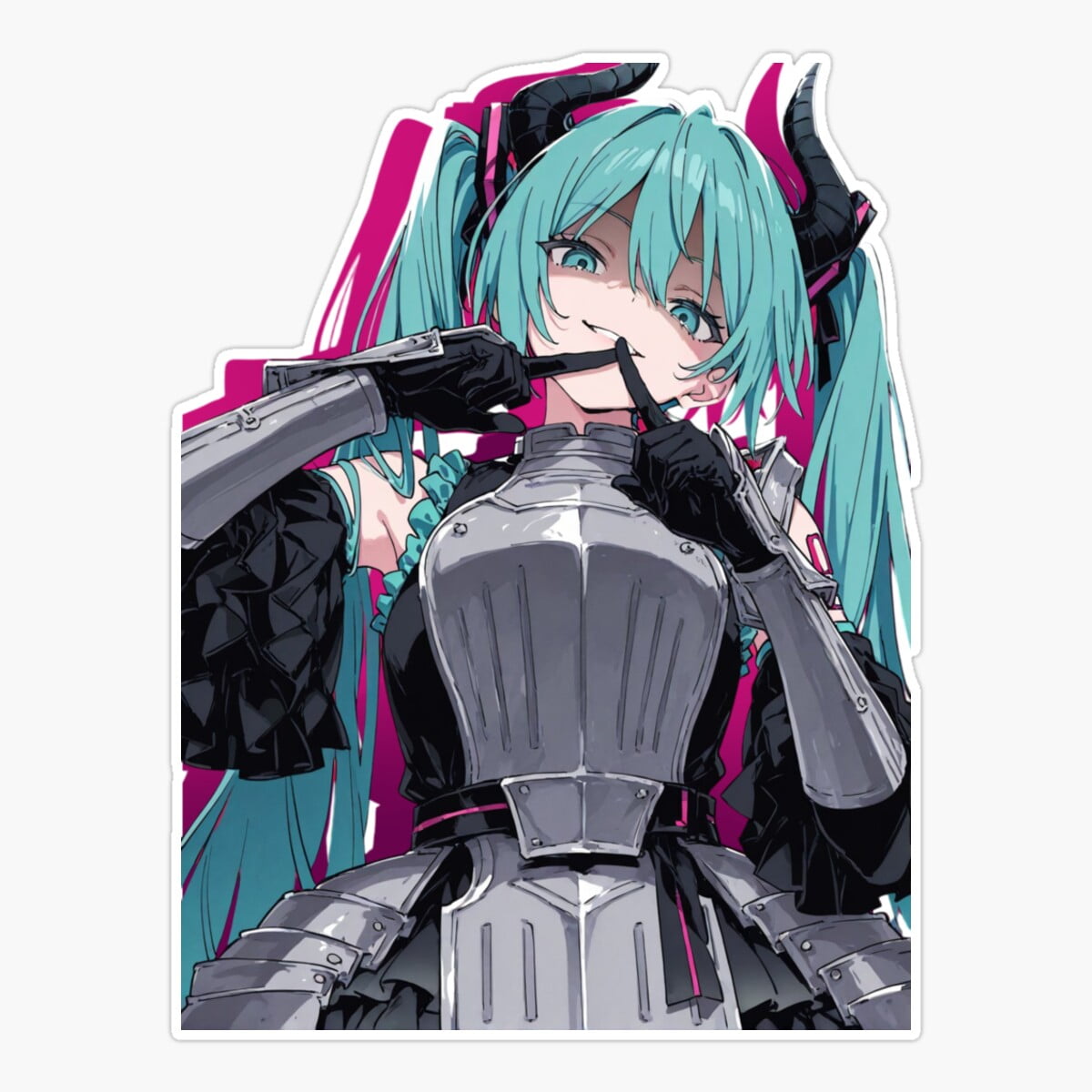 DOPASTICKER Miku Hatsune Knight Armored Sticker, Phone Sticker Car ...