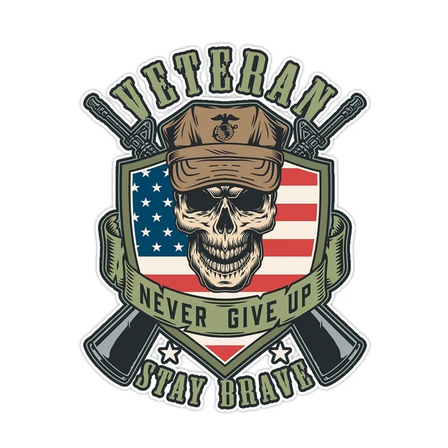 DOPASTICKER Military Stay Brave Veteran Never Give Up Sticker Military ...