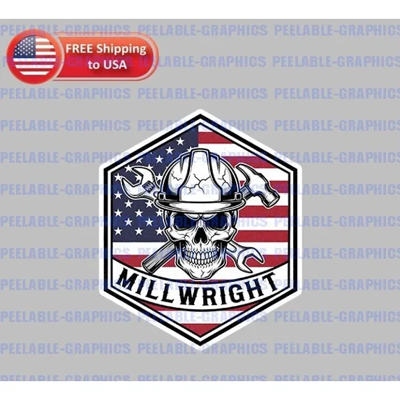 DOPASTICKER Millwright American Flag Sticker Phone Sticker, Latop ...