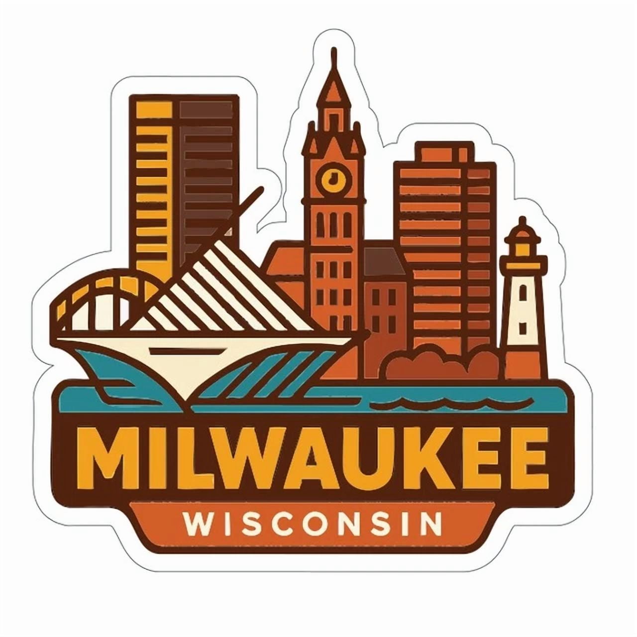 DOPASTICKER Milwaukee Wisconsin Sticker Decal City Skyline Landmark ...