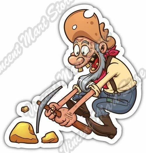 DOPASTICKER Miner Mining Pickaxe Gold Cartoon Car Sticker Decal Phone ...