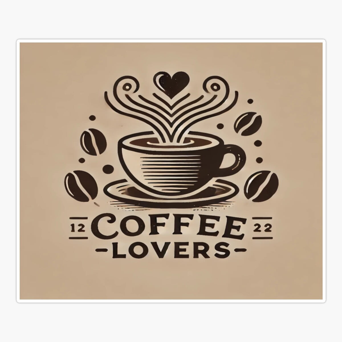 DOPASTICKER Minimalist Coffee Lovers Logo With Heart Steam Sticker ...
