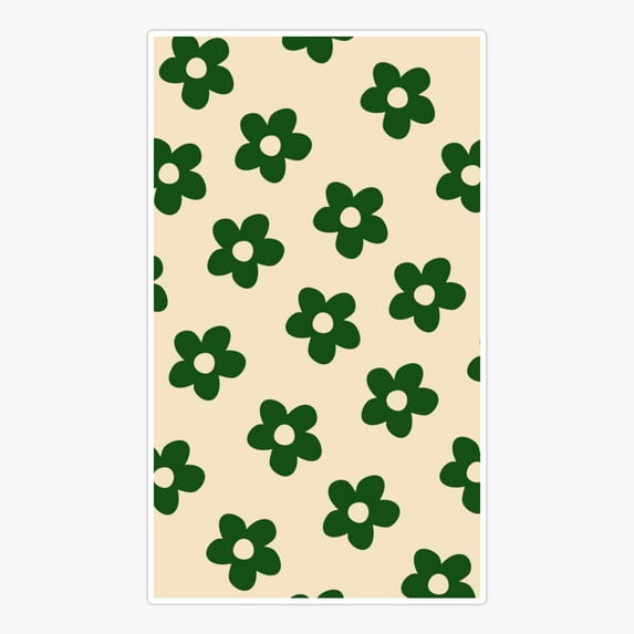DOPASTICKER Minimalist Dark Academia Floral Print Green Sticker, Phone ...