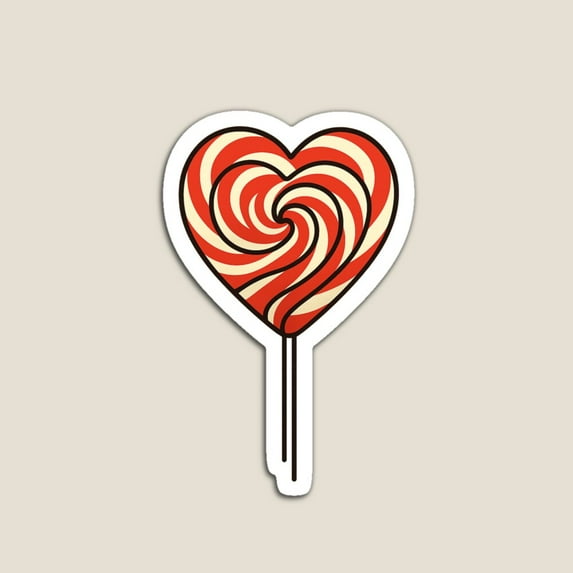 DOPASTICKER Minimalist Heart Lollipop Transparent Background Spiral ...