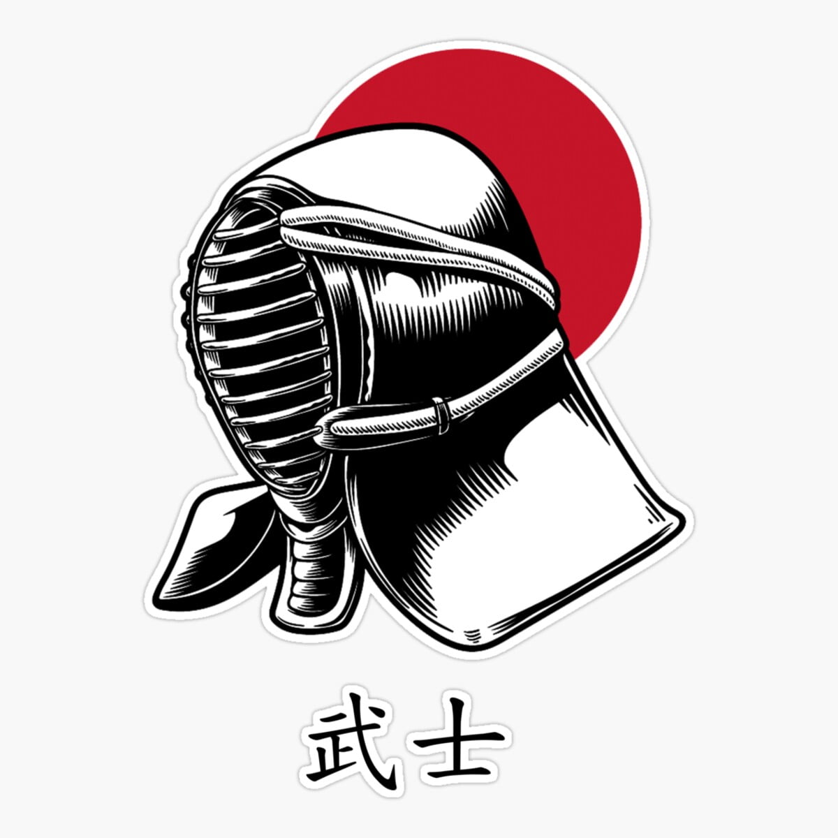 DOPASTICKER Minimalist Japanese Samurai Mask, T Idea, Gift Friends ...