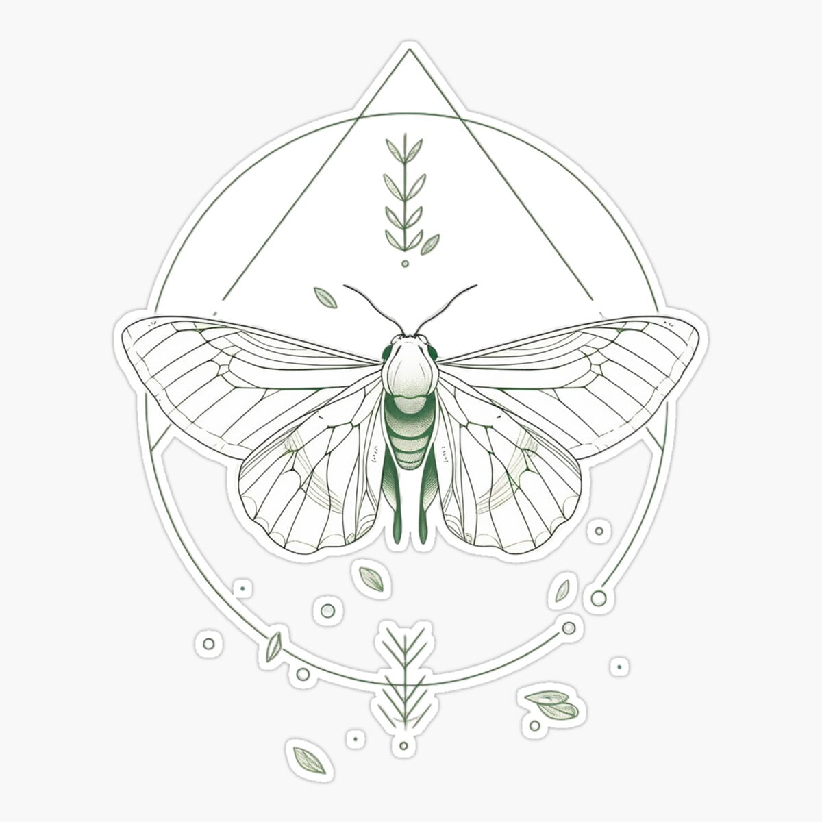 DOPASTICKER Minimalist, Line Drawing, Geometric Moth Sticker, Phone ...