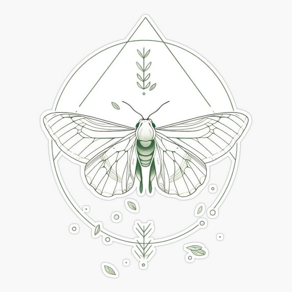 DOPASTICKER Minimalist, Line Drawing, Geometric Moth Sticker, Phone ...