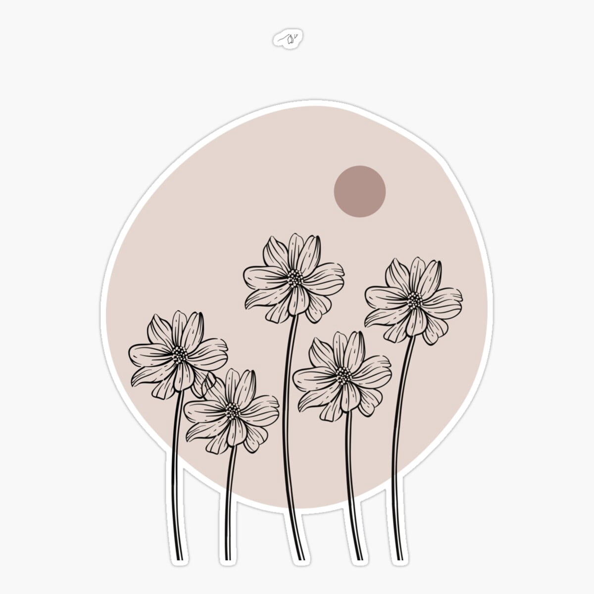 DOPASTICKER Minimalist Simple Abstract Pstel Pink Flower Garden Design ...