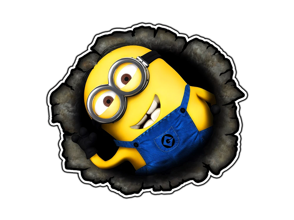 DOPASTICKER Minions Popping Out Of Wall Sticker Decal Phone Decal Water ...
