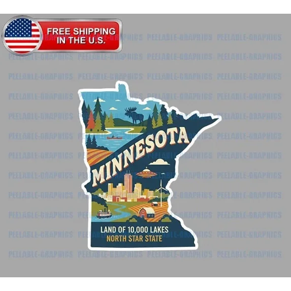 DOPASTICKER Minnesota State Sticker Souvenir Travel Sticker Phone ...