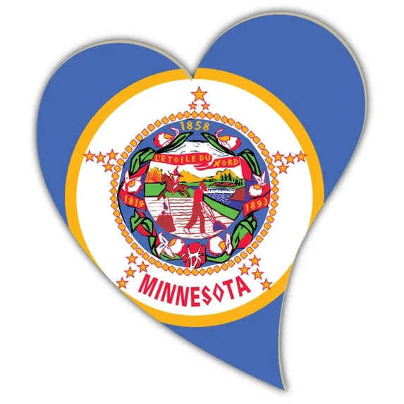 DOPASTICKER Minnesota Usa State Flag Heart Icon Car Sticker Decal Phone ...