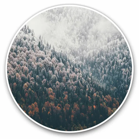 DOPASTICKER Misty Snowy Forest Landscape Cool Gift Decorative Laptop ...