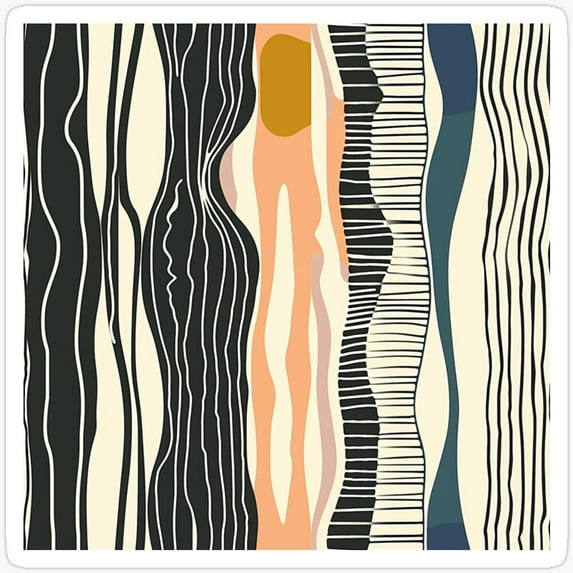 DOPASTICKER Modern Hatching In Dynamic Waves Sticker Phone Decal Water ...