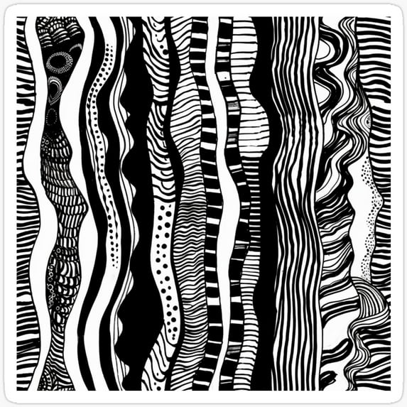 DOPASTICKER Modern Hatching In Dynamic Waves Sticker Phone Decal Water ...