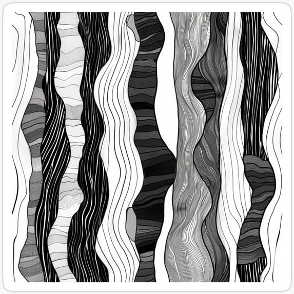 DOPASTICKER Modern Hatching In Dynamic Waves Sticker Phone Decal Water ...