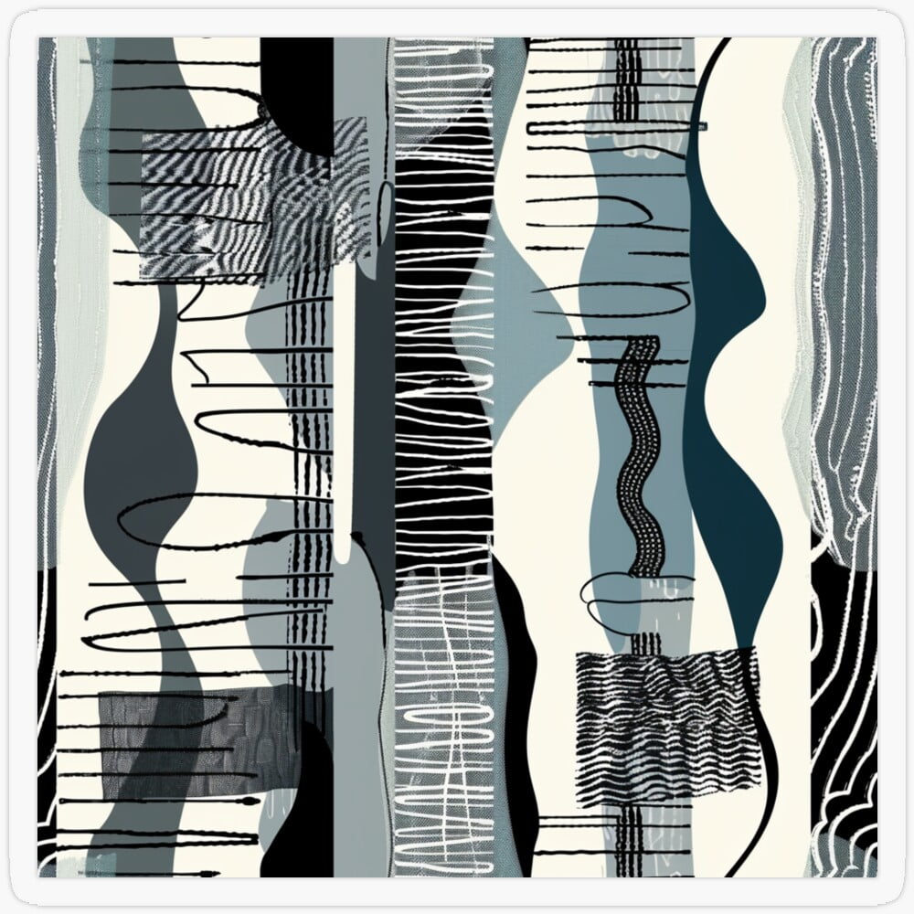 DOPASTICKER Modern Hatching In Dynamic Waves Sticker Phone Decal Water ...