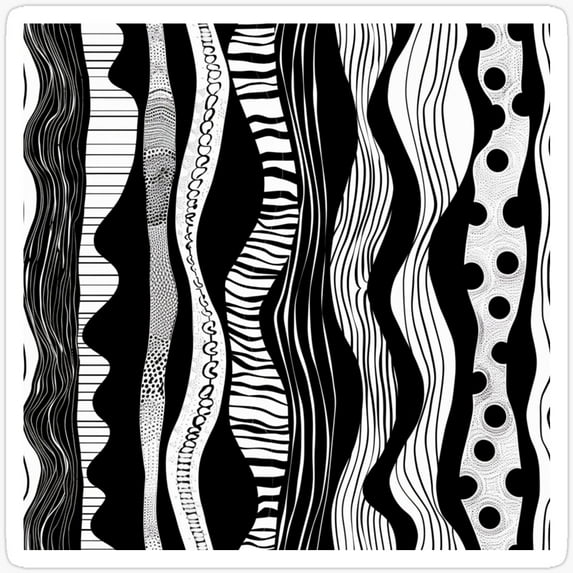 DOPASTICKER Modern Hatching In Dynamic Waves Sticker Phone Decal Water ...