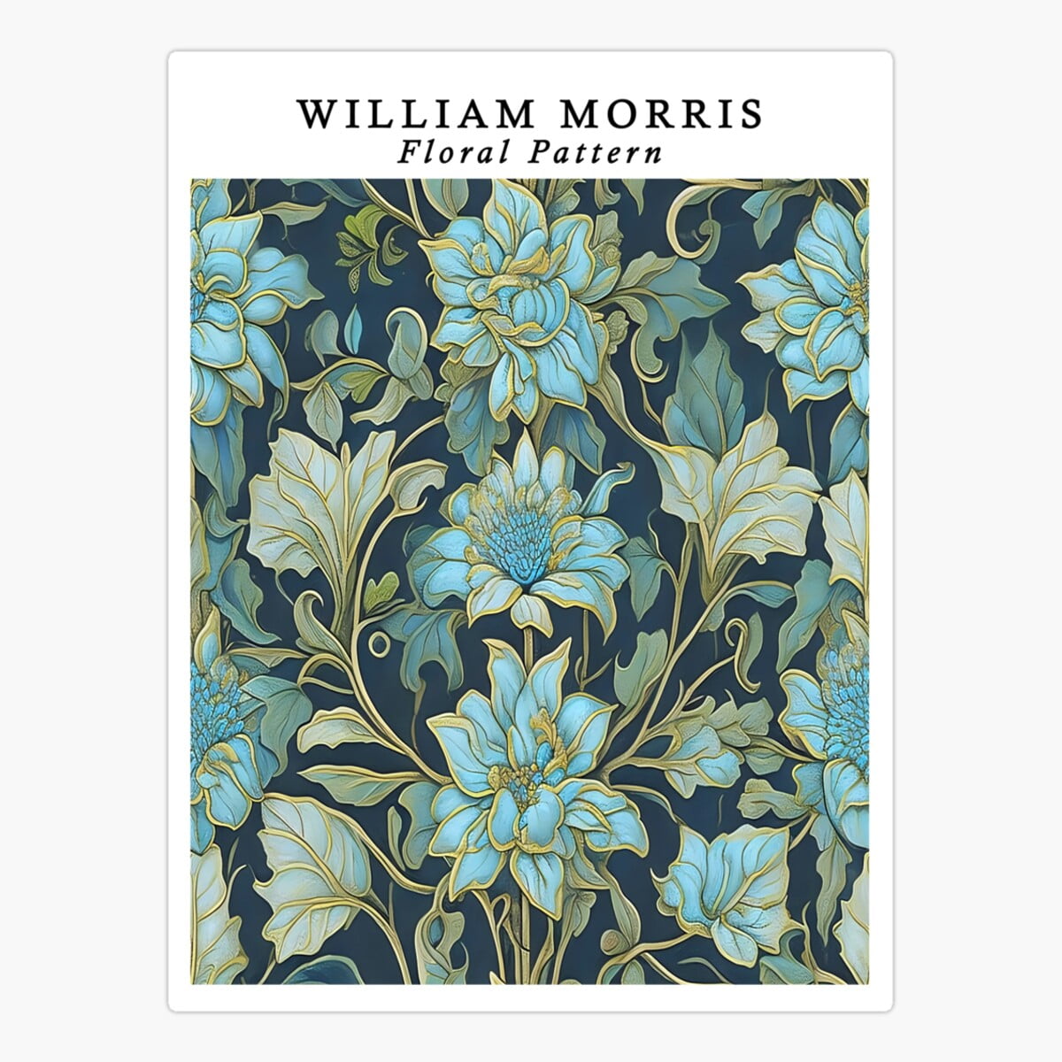 DOPASTICKER Modern William Morris Teal Flowers Sticker, Phone Sticker ...