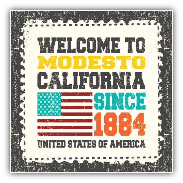 DOPASTICKER Modesto Grunge Travel Postage Car Sticker Phone Decal Water ...