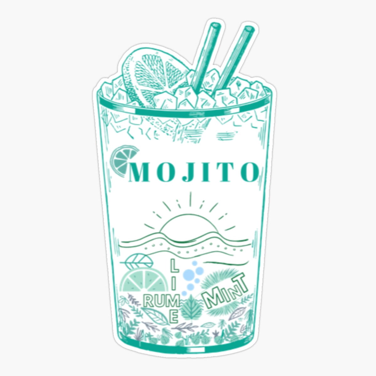 DOPASTICKER Mojito Drink Sticker, Phone Sticker Car Stickers, Birthday ...