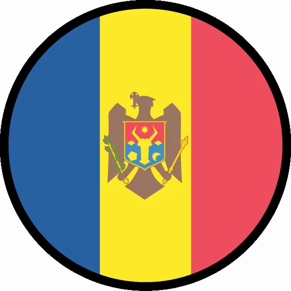 DOPASTICKER Moldova Flag Circle Sticker Decal Phone Decal Water Bottle ...