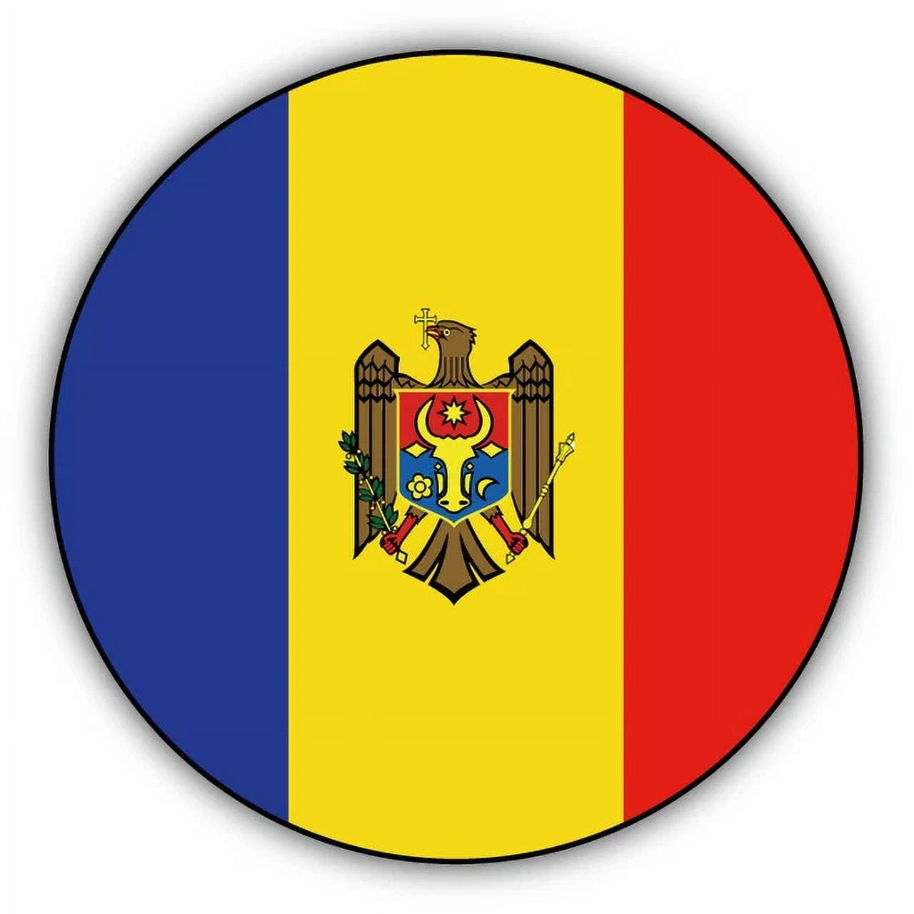 DOPASTICKER Moldova Round Flag Car Sticker Phone Decal Water Bottle ...
