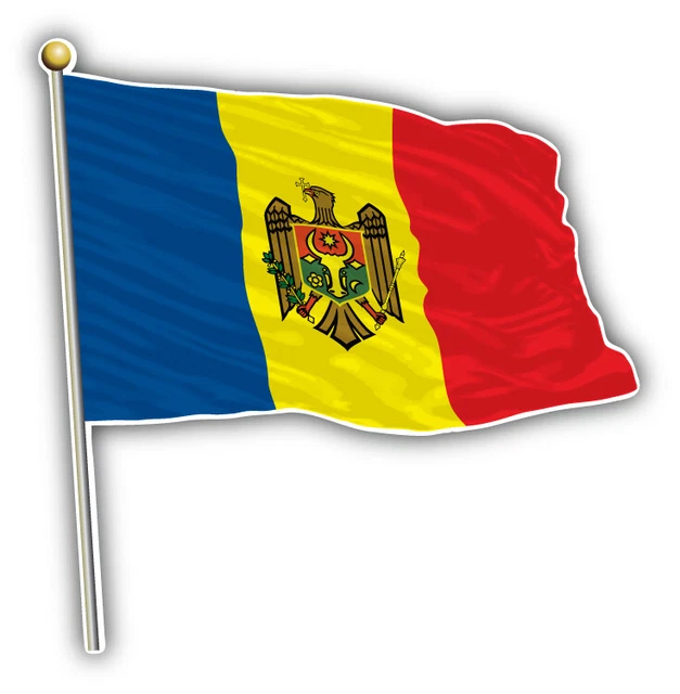 DOPASTICKER Moldova Waving Flag Car Sticker Phone Decal Water Bottle ...