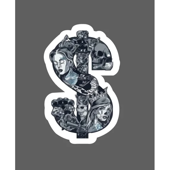 DOPASTICKER Money Sticker Black & Gray Cash Work Business Sticker Phone ...