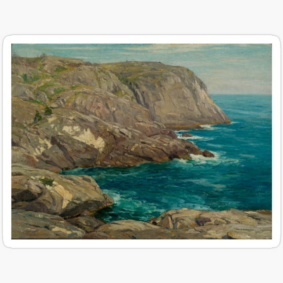 DOPASTICKER Monhegan Headlands Vintage Ocean Painting Sticker ...