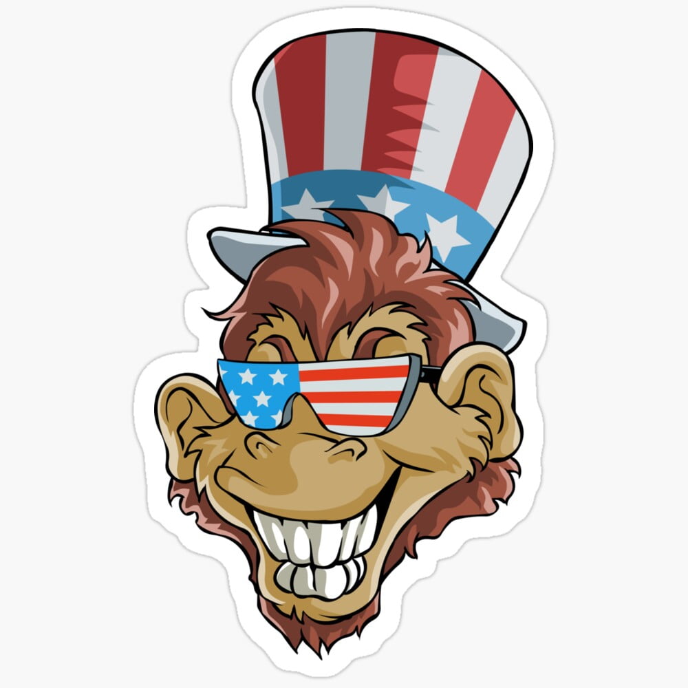 DOPASTICKER Monkey 4Th Of July Sticker Fourth Of July Sticker, Memorial ...