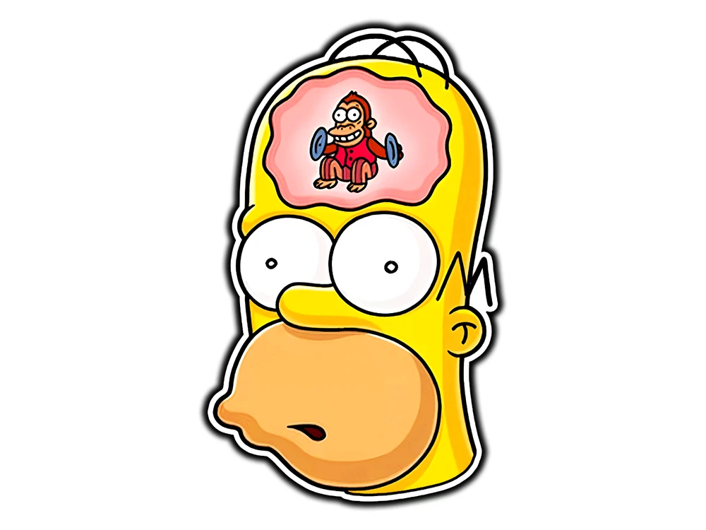 DOPASTICKER Monkey Brain Homer Sticker Decal Phone Decal Water Bottle ...